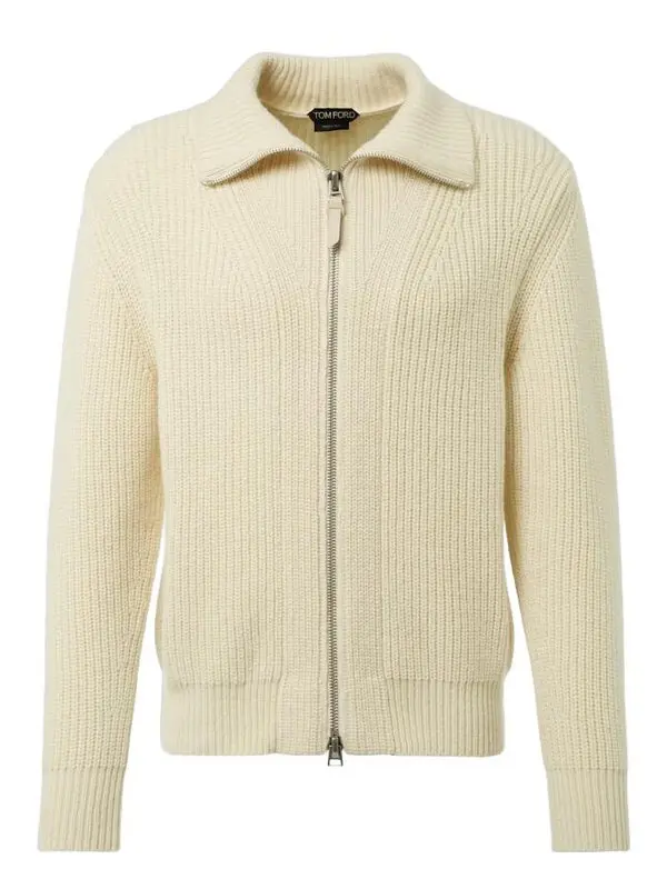 TOM FORD Wool And Mohair Zip-up Sweater - White