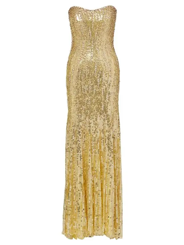 Jenny Packham Sarai Sequined Corset Gown - Gold