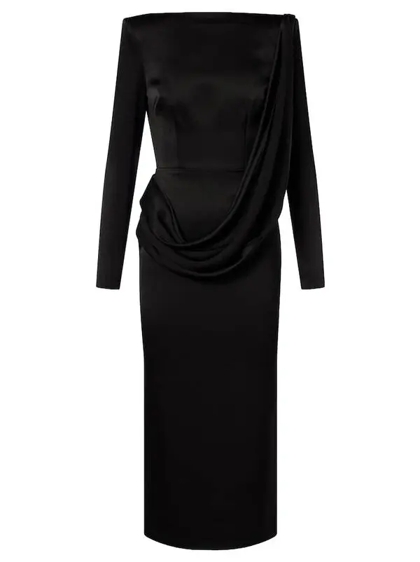 Alex Perry Asymmetric Draped Midi Dress - Black