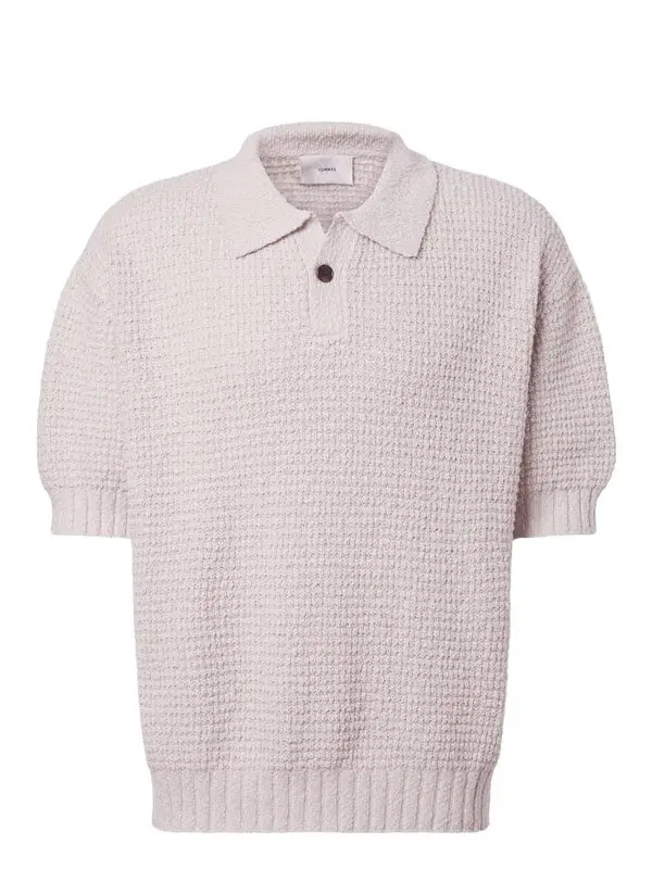Commas Knitted Cotton Polo Shirt - Beige
