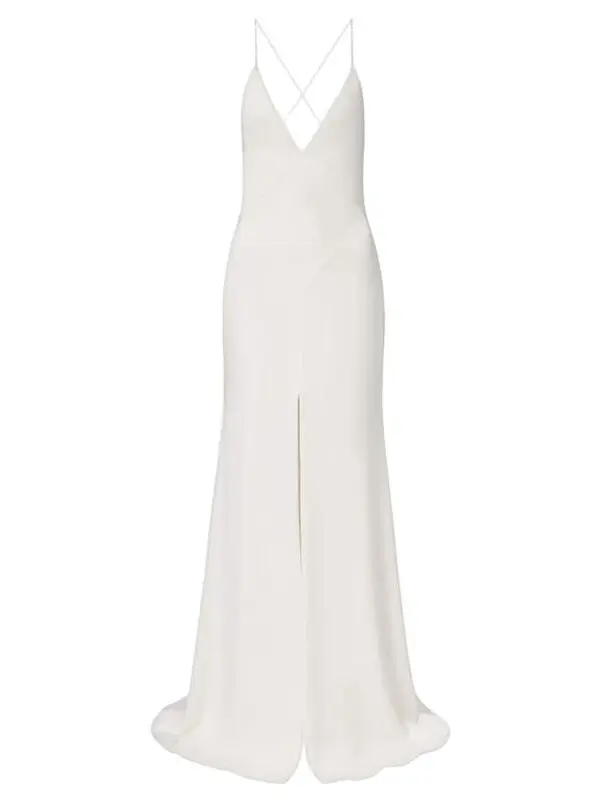 Alex Perry Open-back Satin Crêpe Gown - White