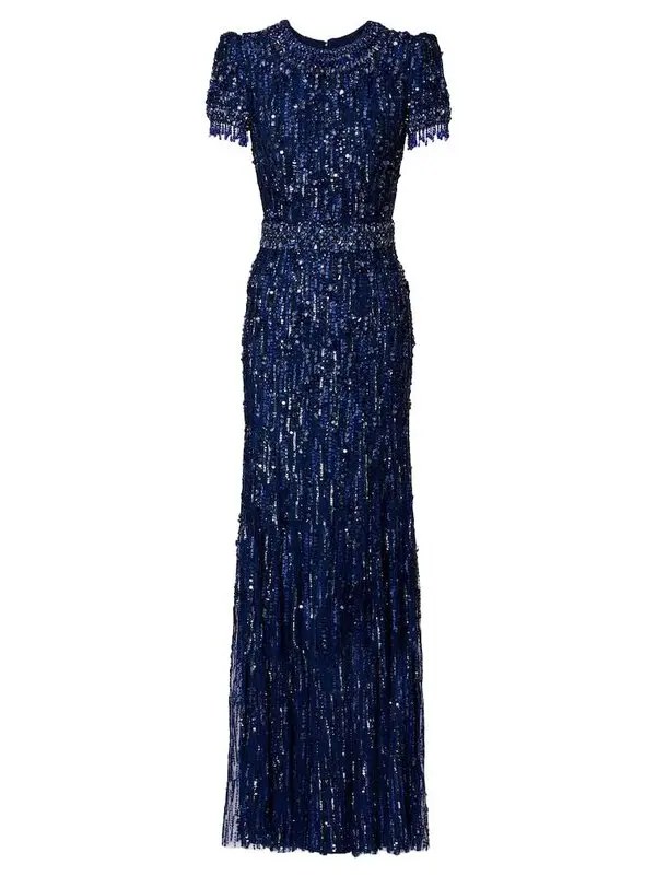 Jenny Packham Roxy Sequined Gown - Blue