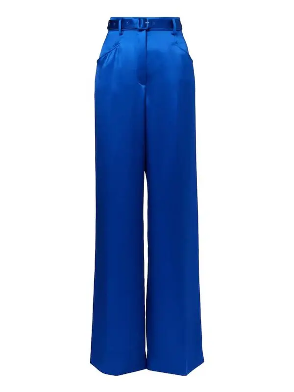 Gabriela Hearst Norman Silk Tweed Wide-leg Pants - Blue