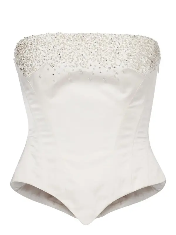CLIO PEPPIATT Evie Beaded Corset - White