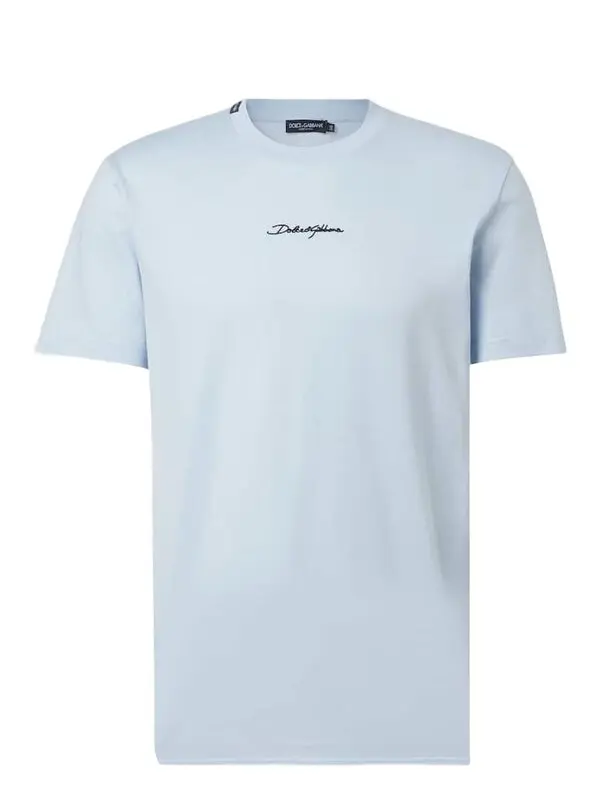 Dolce & Gabbana Logo Cotton Jersey T-shirt - Blue