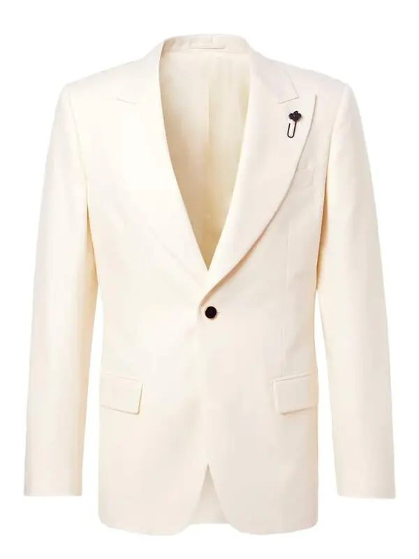 LARDINI Single-breasted Virgin Wool Blazer - White