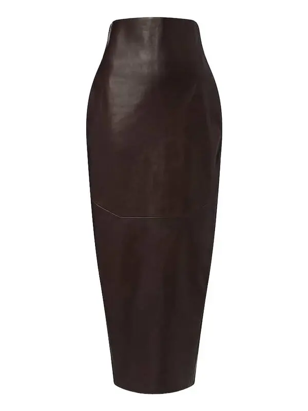 Rick Owens Leather Pencil Skirt - Brown