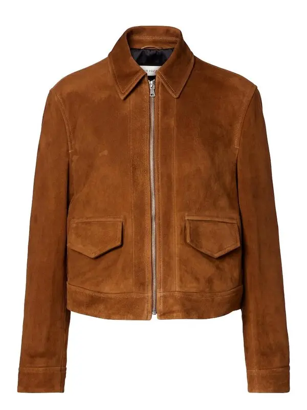 Nour Hammour Vanves Suede Bomber Jacket - Brown