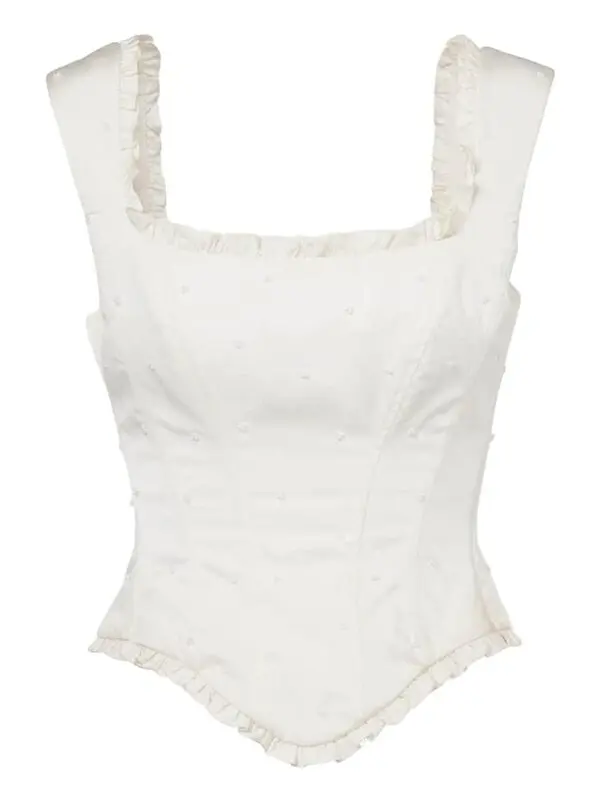 CLIO PEPPIATT Camelia Embellished Corset - White