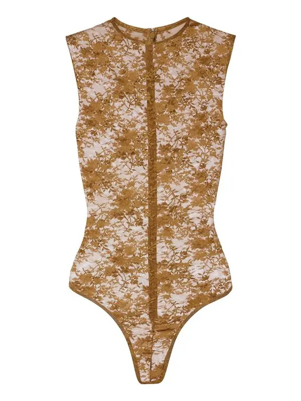 Alex Perry Floral Sheer Lace Bodysuit - Green