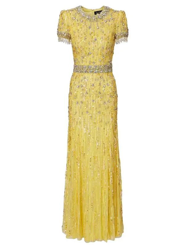 Jenny Packham Roxy Sequined Gown - Yellow
