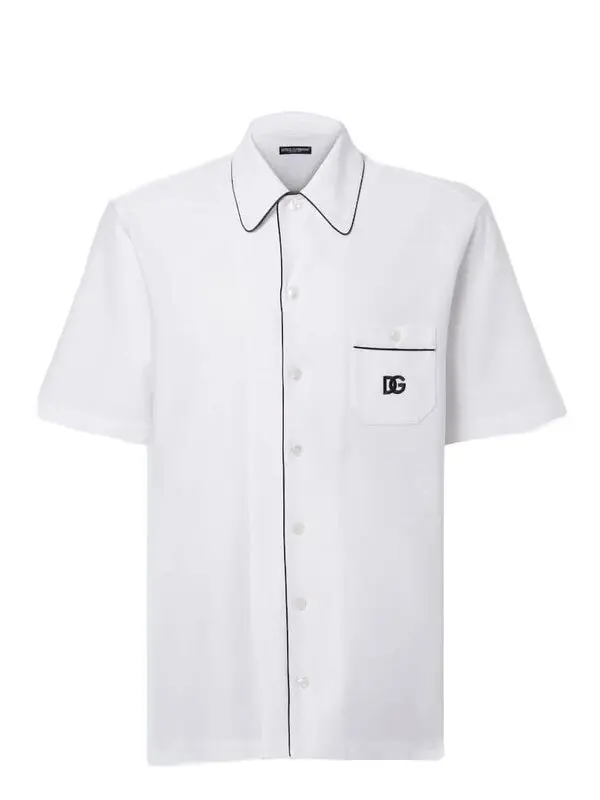Dolce & Gabbana Dg Cotton And Silk Piqué Bowling Shirt - White