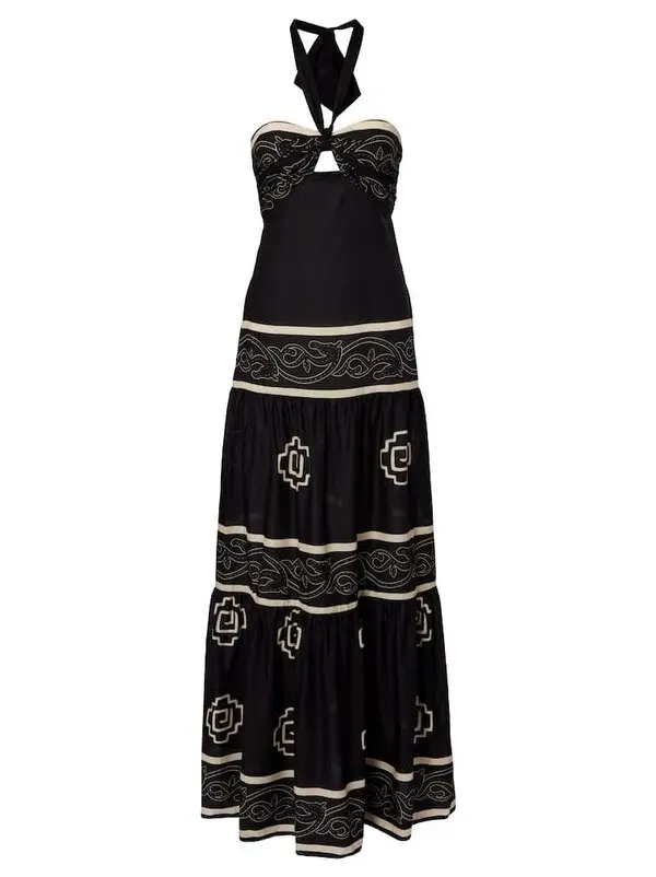 Johanna Ortiz Orilla Del Mar Cotton Poplin Maxi Dress - Black