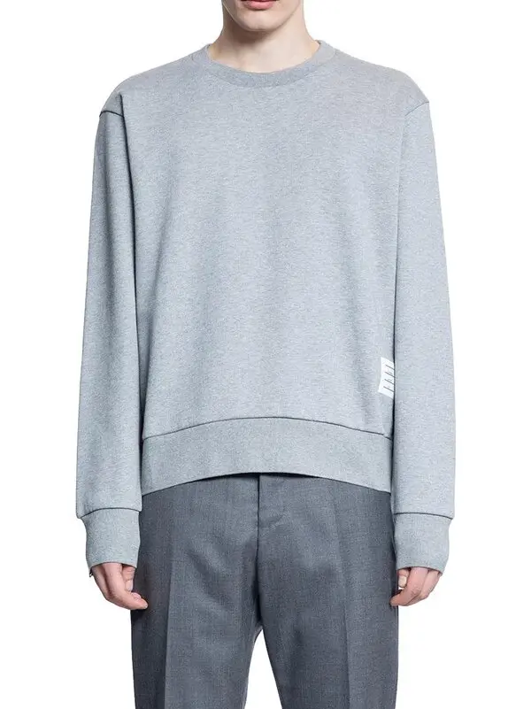 Thom Browne Crewneck Pullover With Stripe Detail - Grey