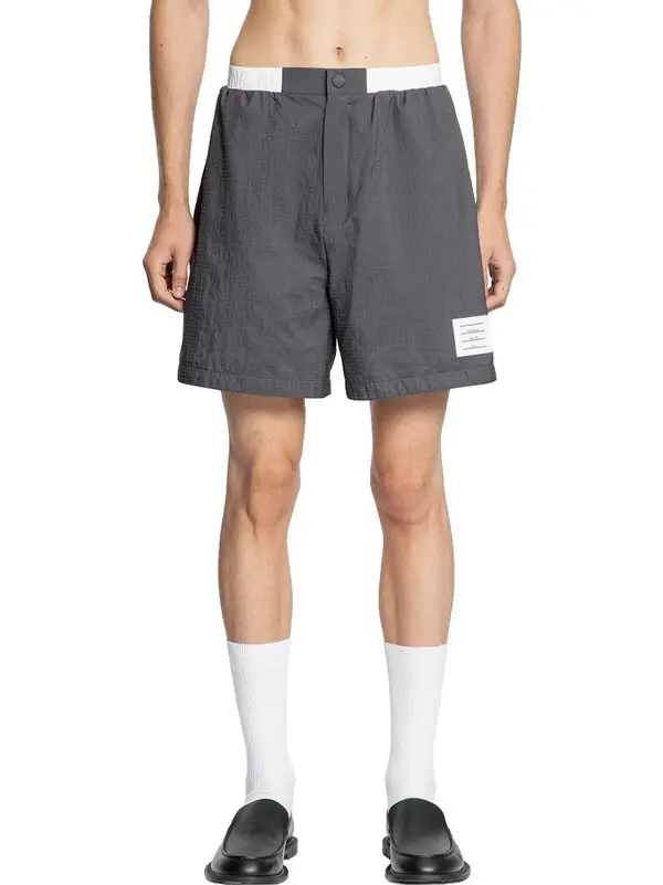 Thom Browne Mid-thigh Shorts With Elastic Waistband - Grey