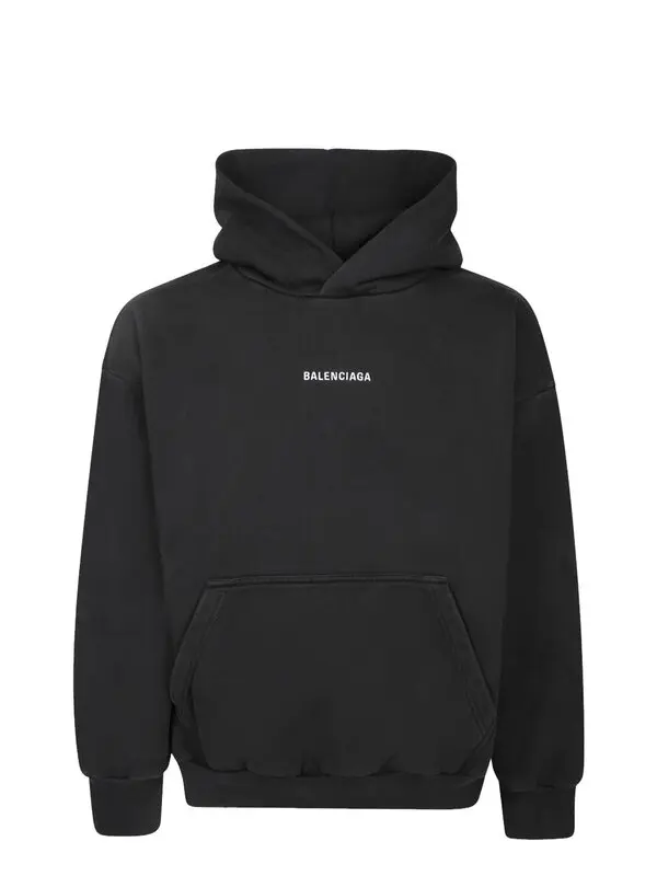 Balenciaga Hooded Sweatshirt With Logo - Black