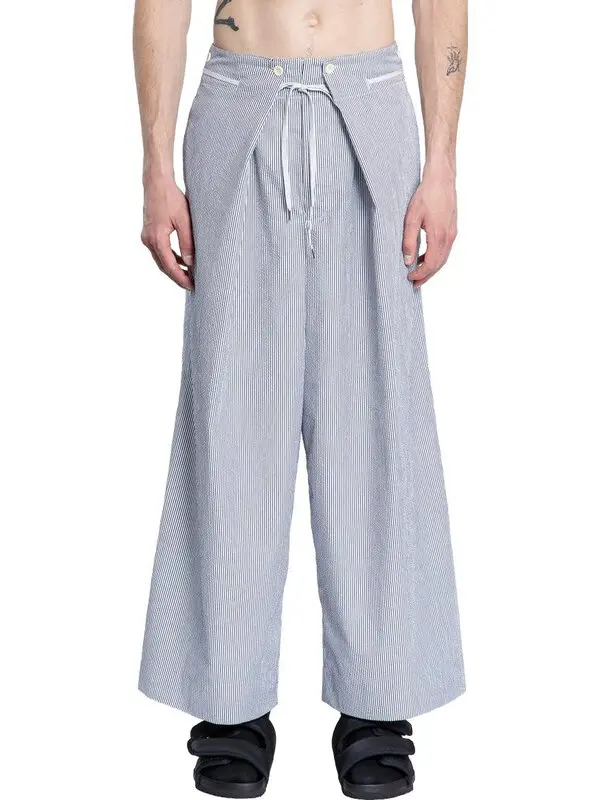KUON Seersucker Hakama Trousers - White