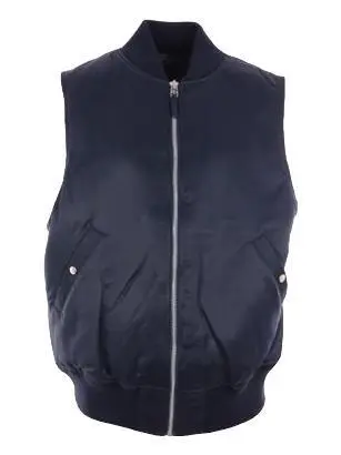 MYTHINKS Oversized Sleeveless Bomber Jacket - Blue