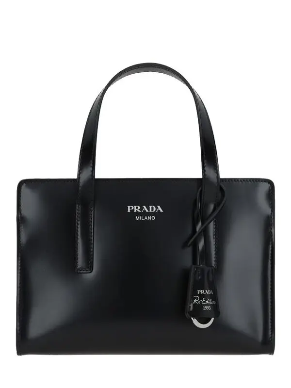 Prada Brushed Leather Handbag - Black