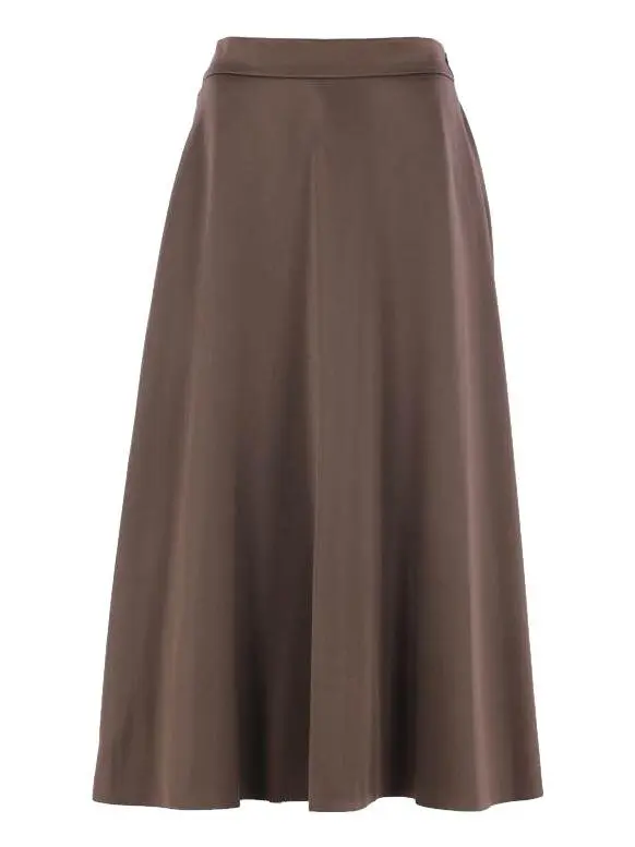 Brunello Cucinelli Flared Satin Cady Skirt - Ebony