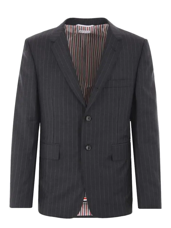 Thom Browne Single-breasted Pinstriped Wool Jacket - Grey