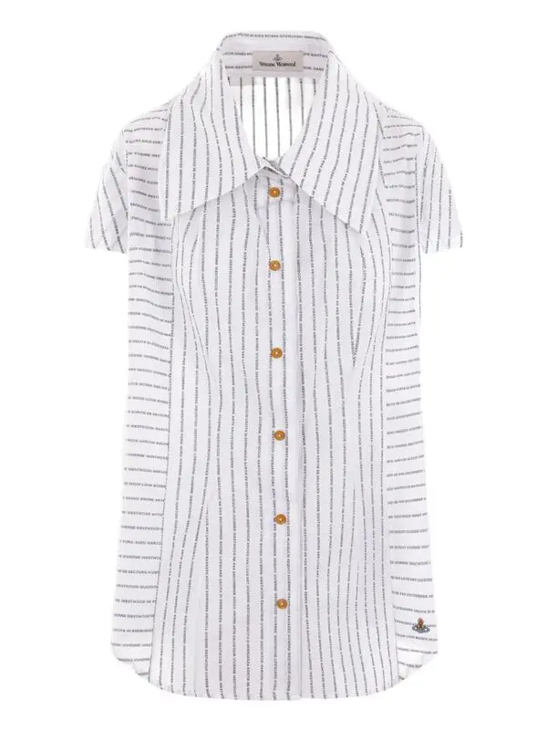 VIVIENNE WESTWOOD Striped Logo Cotton Poplin Shirt - White