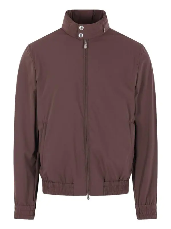 Brunello Cucinelli Bomber Jacket With Hood - Hazelnut+cherry