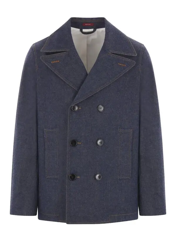 Gucci Double-breasted Pea Coat - Dark Blue Mix