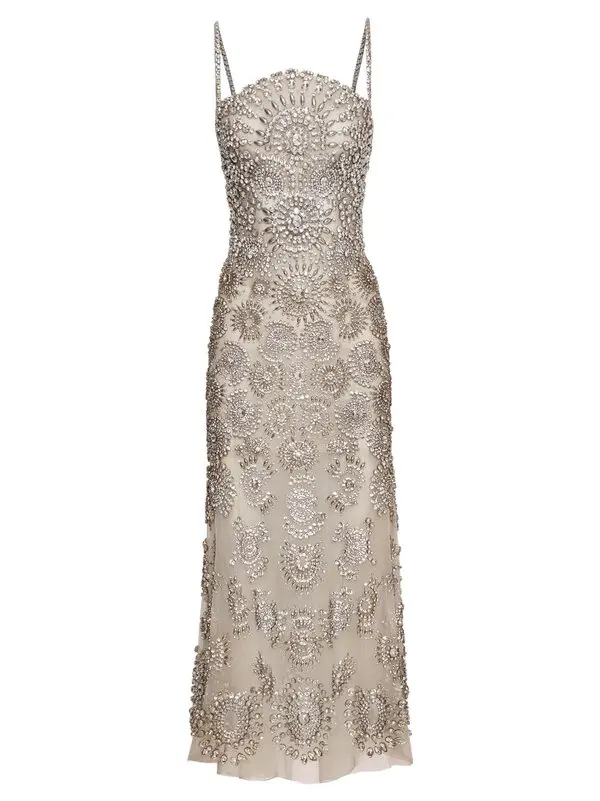 Oscar De La Renta Crystal Medallion Dress - Silver