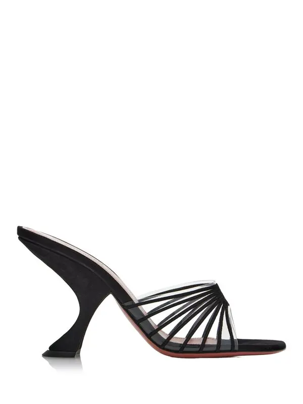 Amina Muaddi Mookie Suede Sandals - Black
