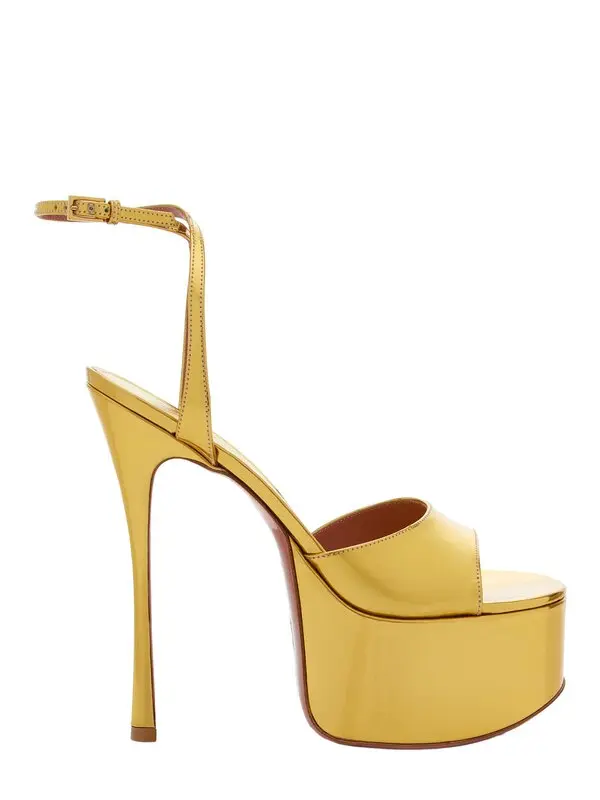 Amina Muaddi Aya Platform Leather Sandals - Gold