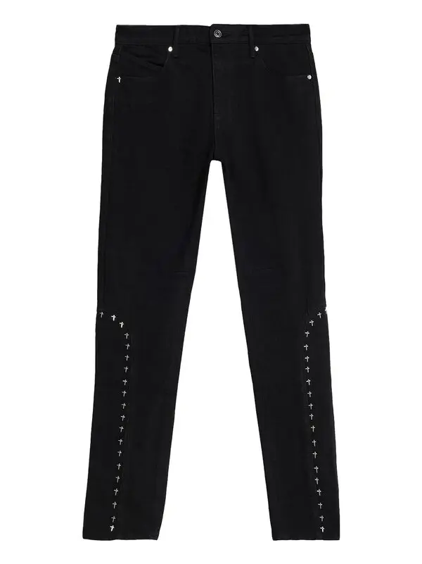 RtA Enzo Skinny Five-pocket Pants - Black Cross Rivet