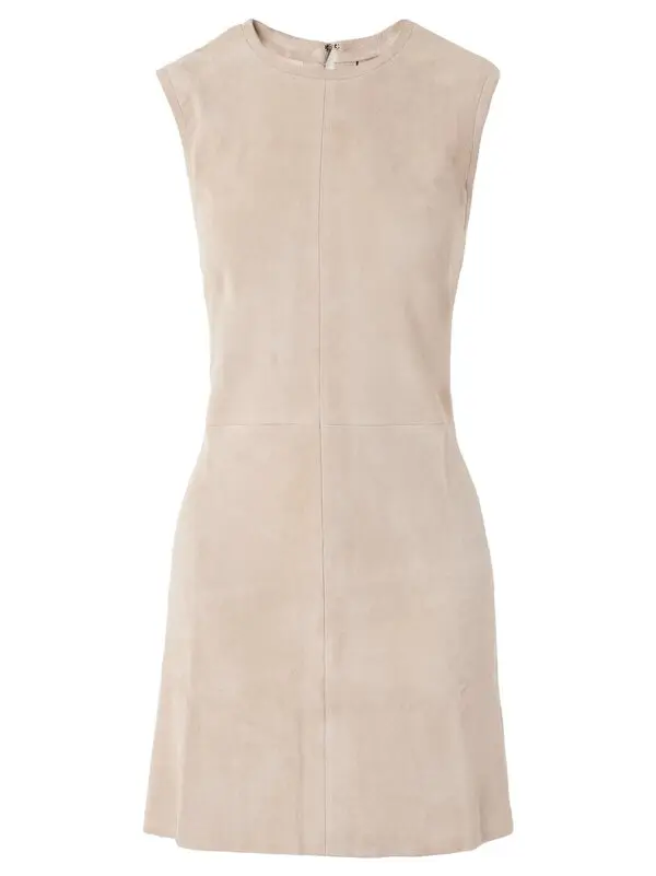 Stouls Miuccia Paneled Suede Mini Dress - Neutrals