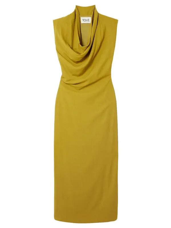 Tove Babette Draped Crepe Maxi Dress - Green