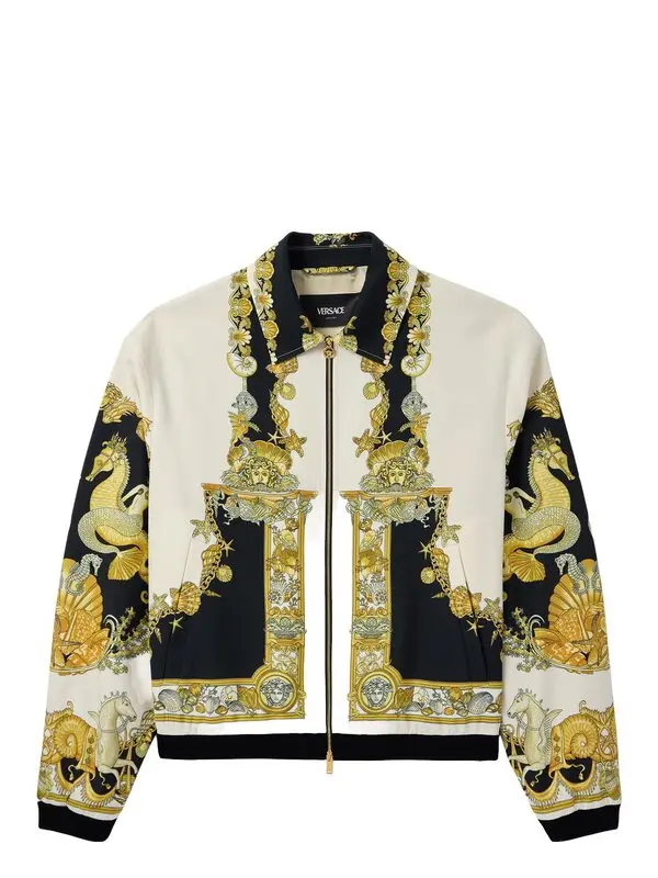 Versace Printed Woven Blouson Jacket - Neutrals