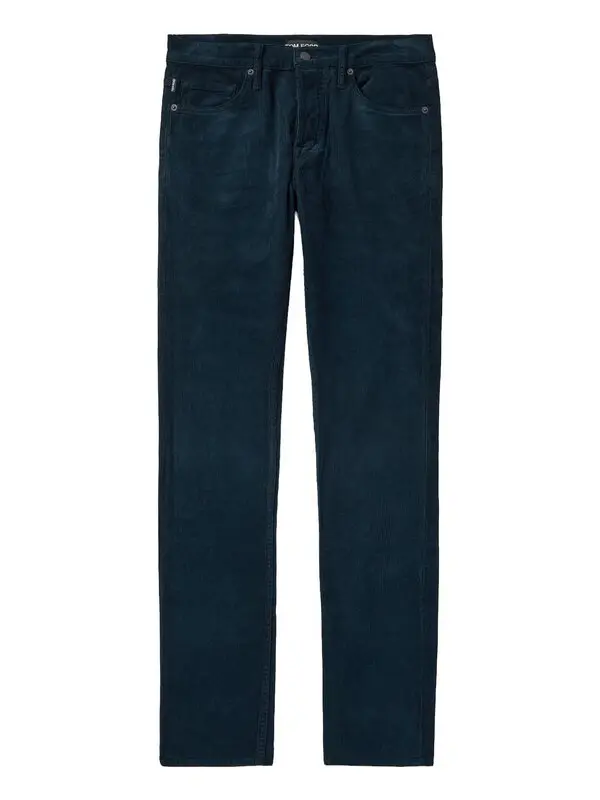 TOM FORD Slim-fit Cotton-blend Corduroy Trousers - Blue