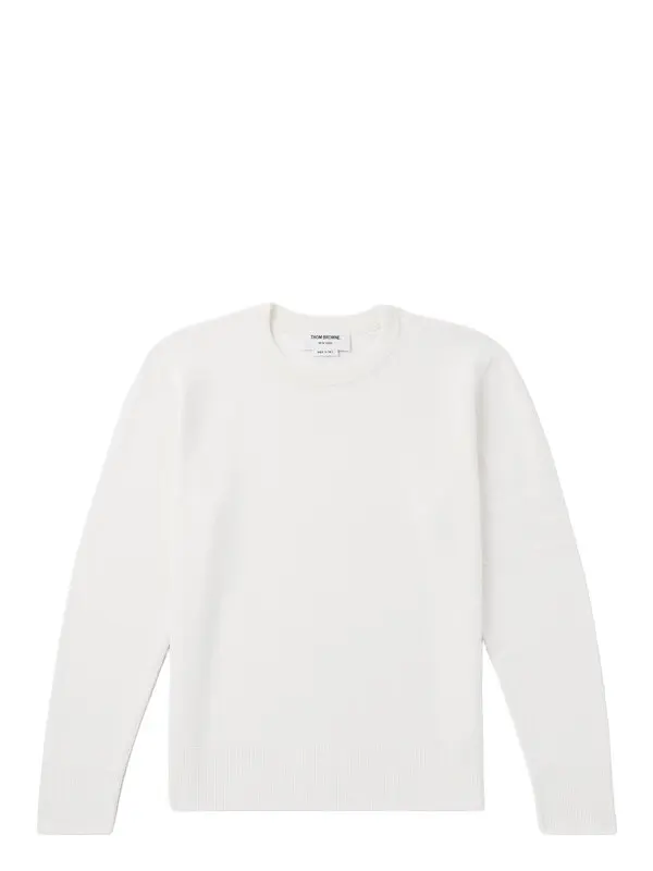 Thom Browne Jacquard-trimmed Virgin Wool-blend Sweater - White