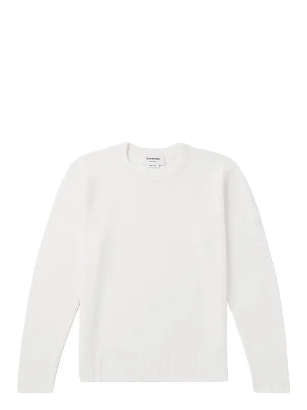 Thom Browne Jacquard-trimmed Virgin Wool-blend Sweater - White