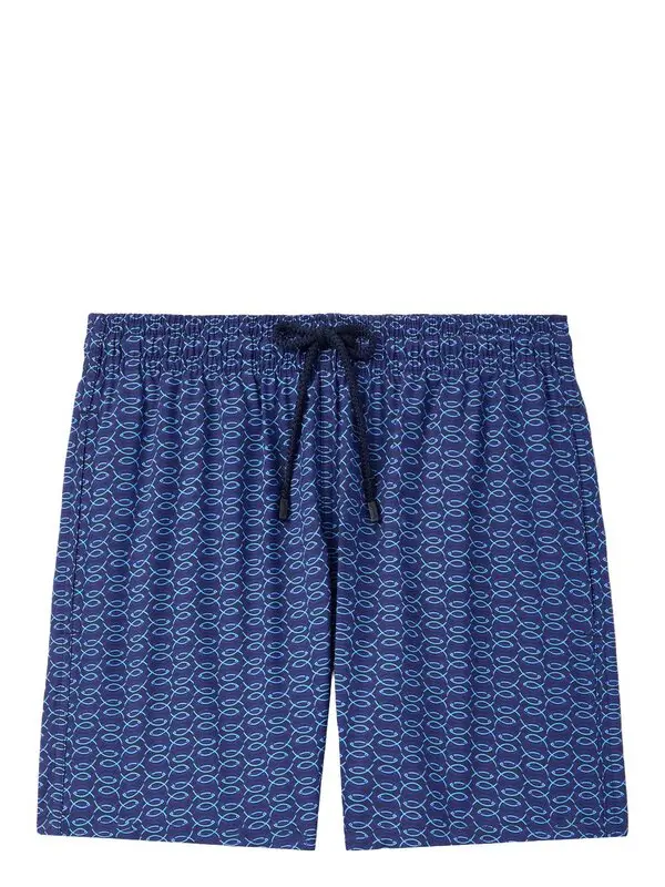 Vilebrequin Moopea Straight-leg Mid-length Printed Swim Shorts - Blue