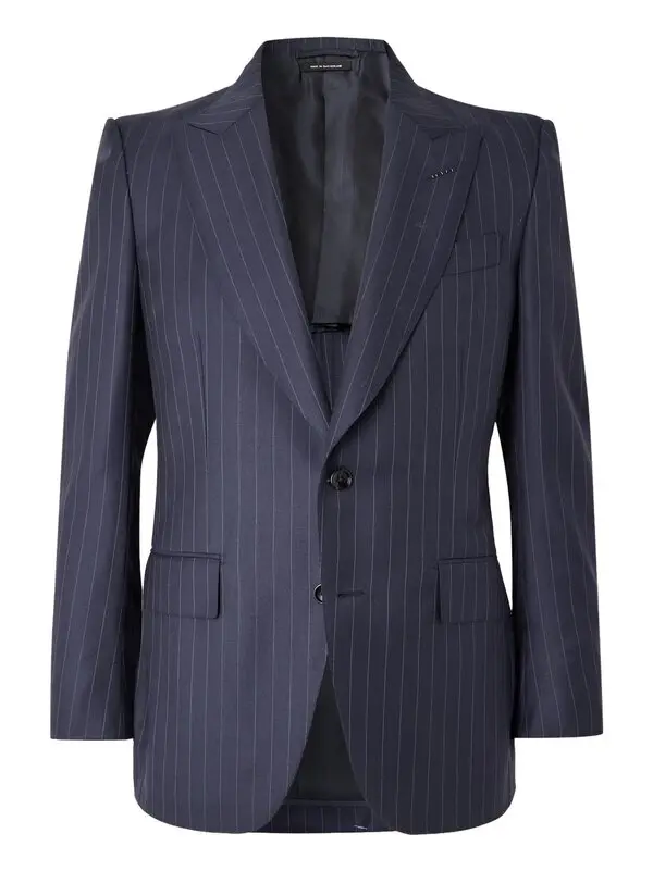 TOM FORD Dyllan Slim-fit Pinstriped Wool-twill Suit Jacket - Blue
