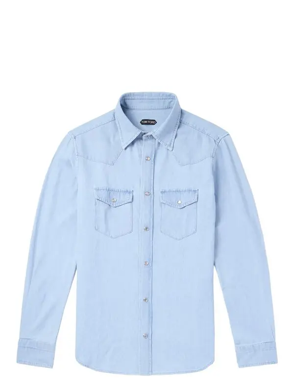 TOM FORD Cotton-chambray Western Shirt - Blue