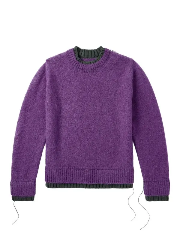 Sacai Two-tone Mohair-blend Sweater - Purple