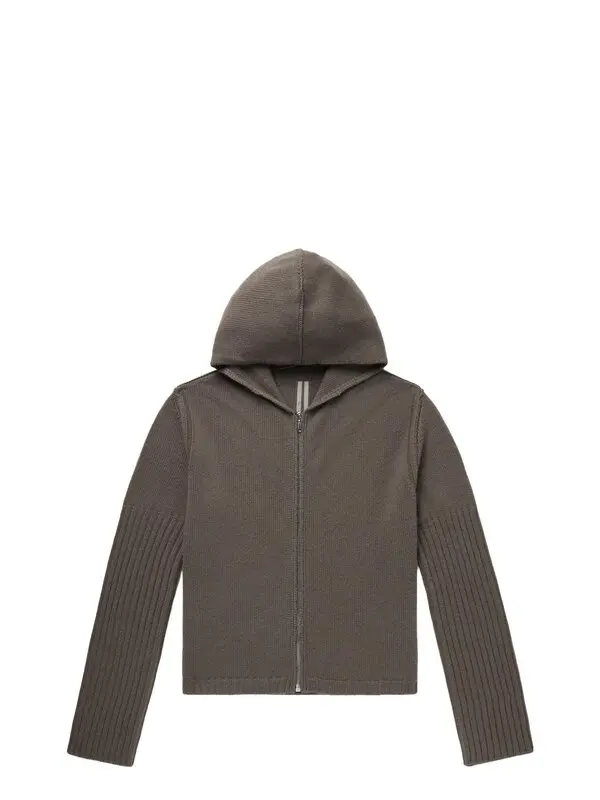 Rick Owens Las Palmas Ribbed Cashmere Zip-up Hoodie - Gray