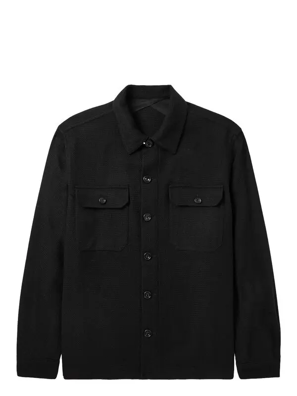 Ralph Lauren Purple Label Basketweave-knit Cashmere Shirt Jacket - Black