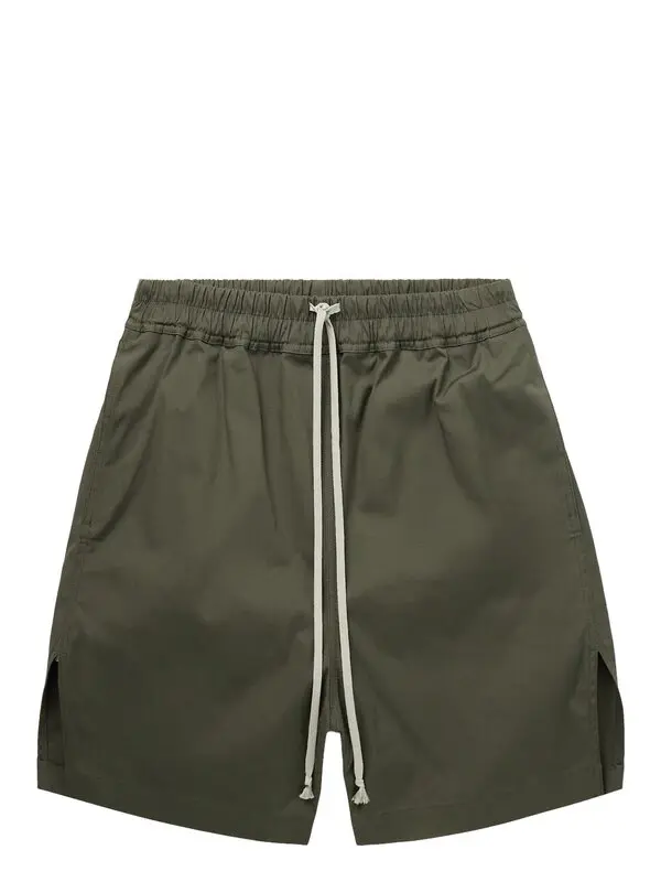 Rick Owens Straight-leg Cotton-blend Poplin Drawstring Shorts - Green