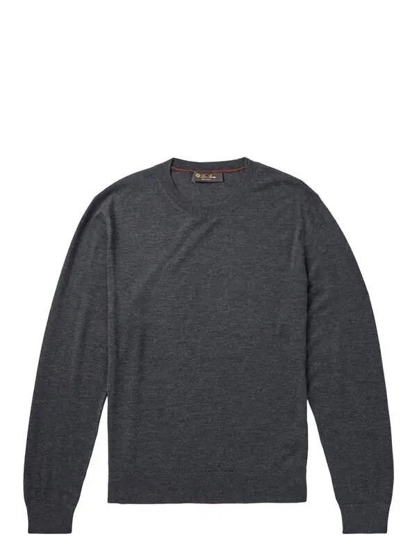 Loro Piana Sottile Slim-fit Wool, Silk And Cashmere-blend Sweater - Gray