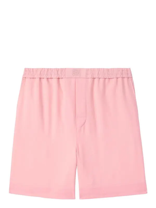 Loewe Straight-leg Logo-embroidered Wool Shorts - Pink