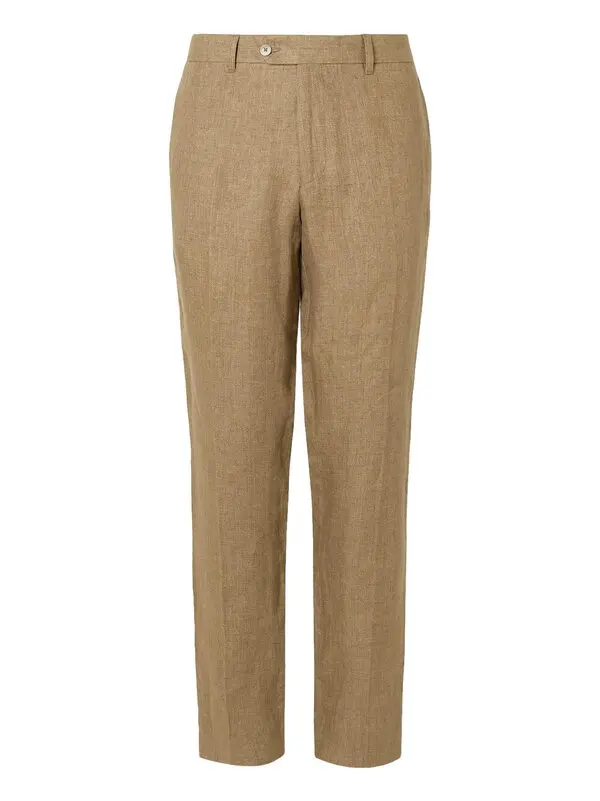 Frescobol Carioca Affonso Straight-leg Linen Suit Trousers - Brown