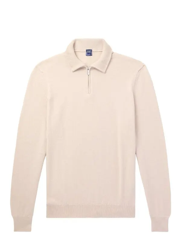 Fedeli Favonio Slim-fit Cashmere Half-zip Sweater - Neutrals