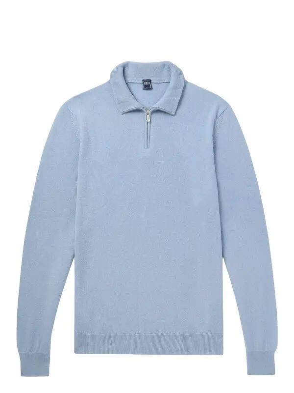 Fedeli Favonio Slim-fit Cashmere Half-zip Sweater - Blue